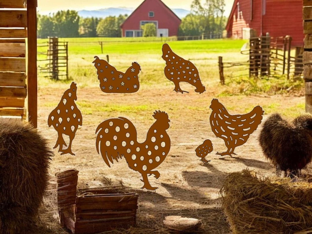 Chickens - CNC CUT FILE, Hens, Rooster, Chick, Barn Yard Animals 6 Pack ...