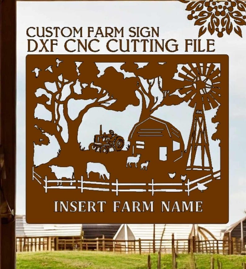 Farm Sign DXF CNC CUTTINGFILE Customize - Property / Home / Barn Sign ...