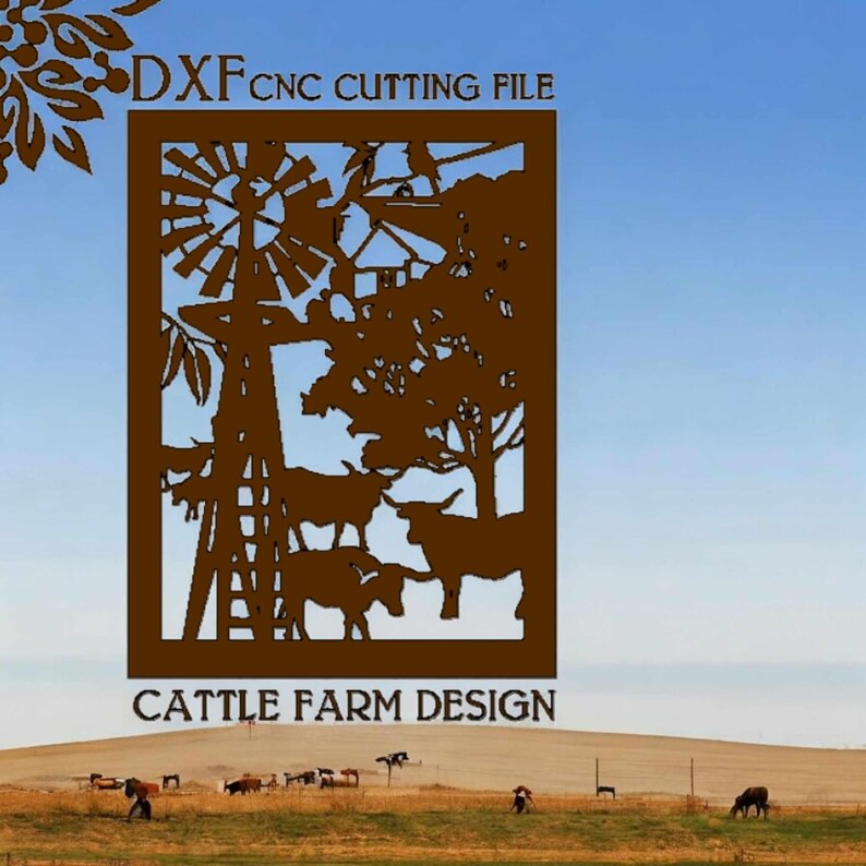 Cattle Farm DXF CNC CUTTINGFILE - Farm Designs - Laser, Plasma, Cricut ...