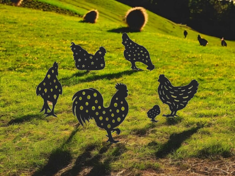 Chickens - CNC CUT FILE, Hens, Rooster, Chick, Barn Yard Animals 6 Pack ...