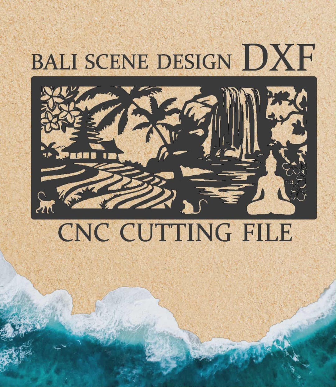 CNC DXF CUTTINGFILE - Bali / Asia Scene Landscape - Download Digital ...