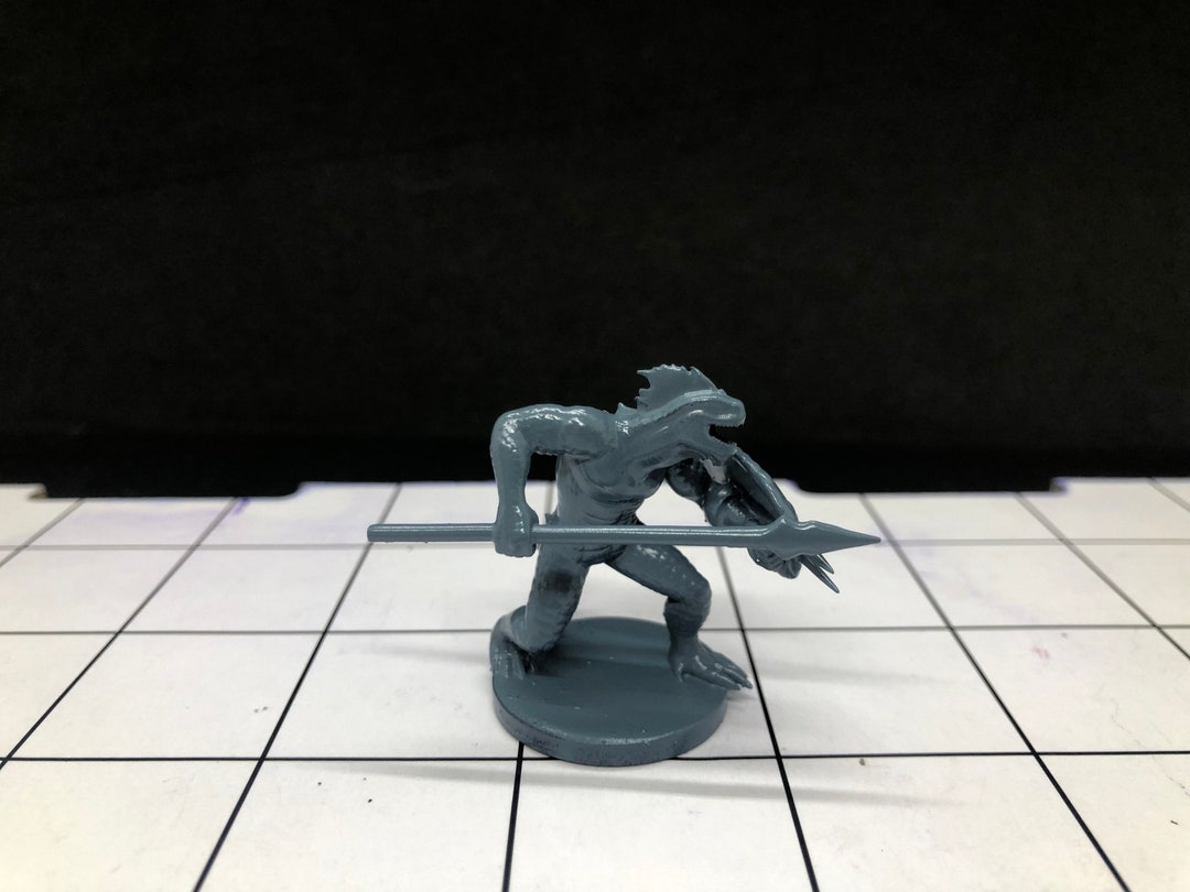 Lizardfolk Warrior Miniature W/spear 28mm D&D Resin Figures Dungeons ...