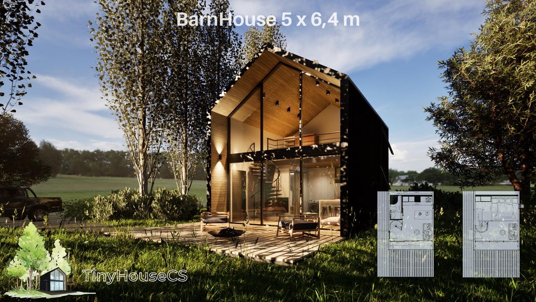 Tiny House Plans - Plano De Casa Pequeña Moderna 5x6,4 M - PDF, DWG ...