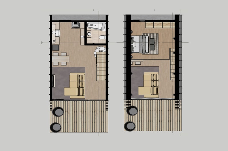 Modern Small Cabin Plan: Tiny House Design (PDF, Render) - Etsy