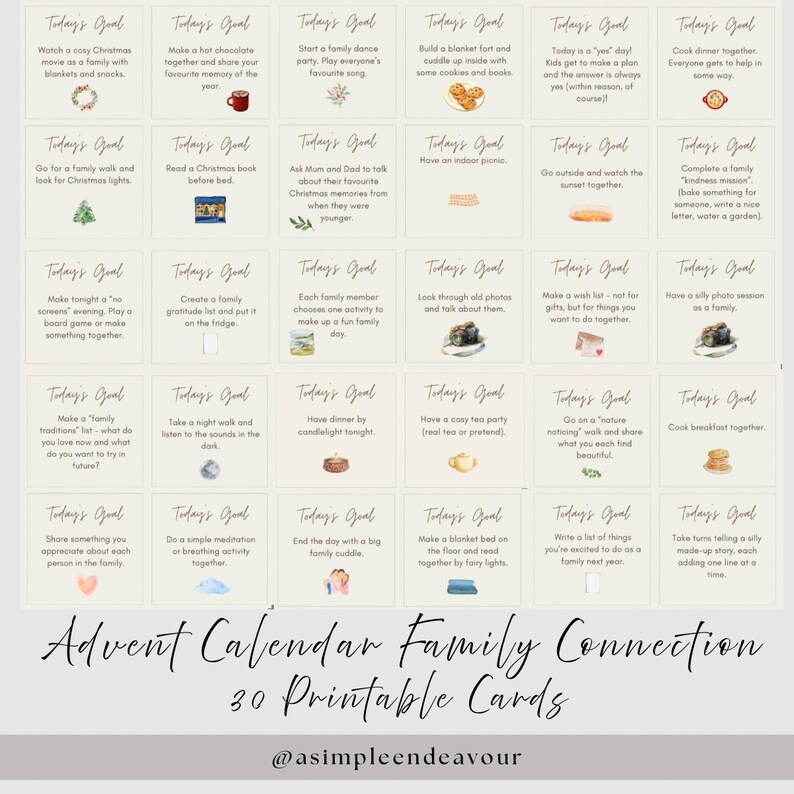 30 Printable Advent Cards | Family Connection Prompts | Intentional ...