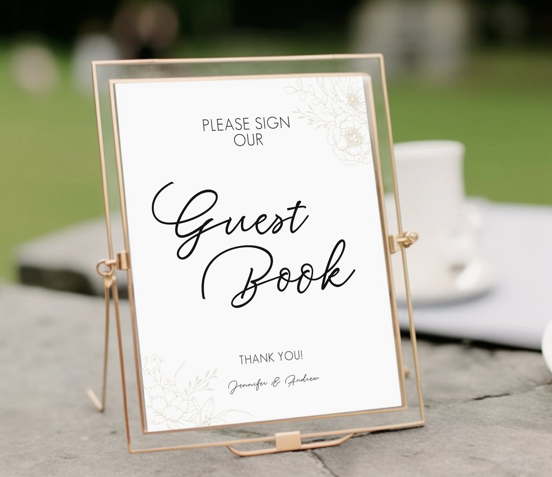 Wedding Guestbook Sign Editable, Floral Wedding Guest Book, Reception ...