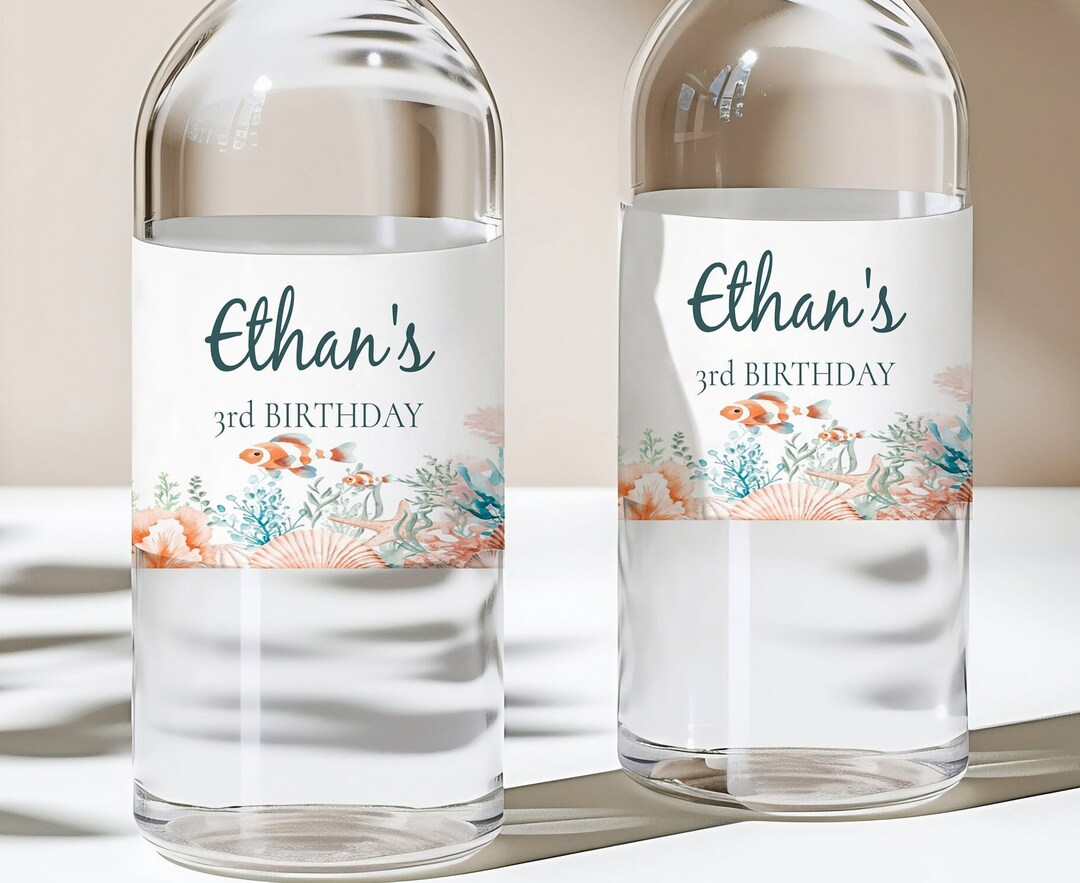 Under the Sea Water Bottle Label, EDITABLE Water Bottle Label Template ...