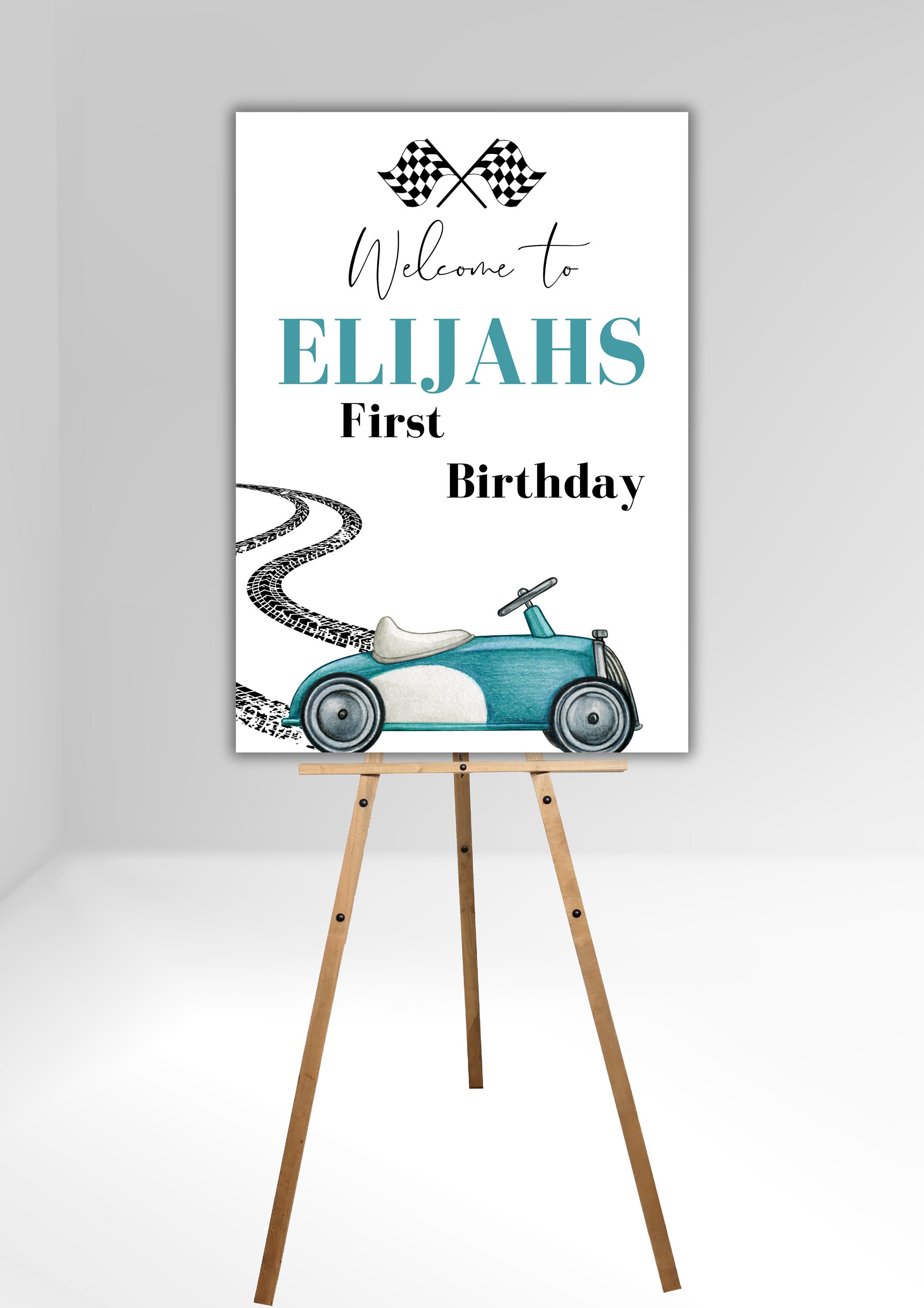 Editable Electronic Race Car Welcome Sign , Blue Car Welcome Sign ...