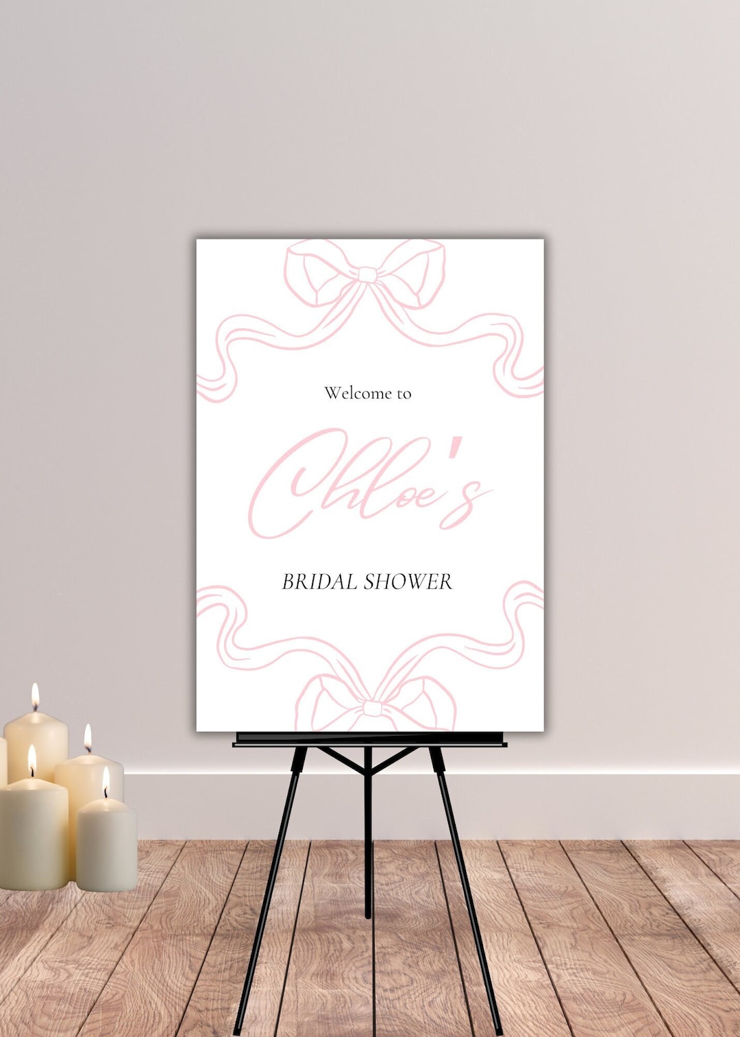 Bow Welcome Sign, Bridal Shower Welcome Sign, Pink Bow, Editable ...