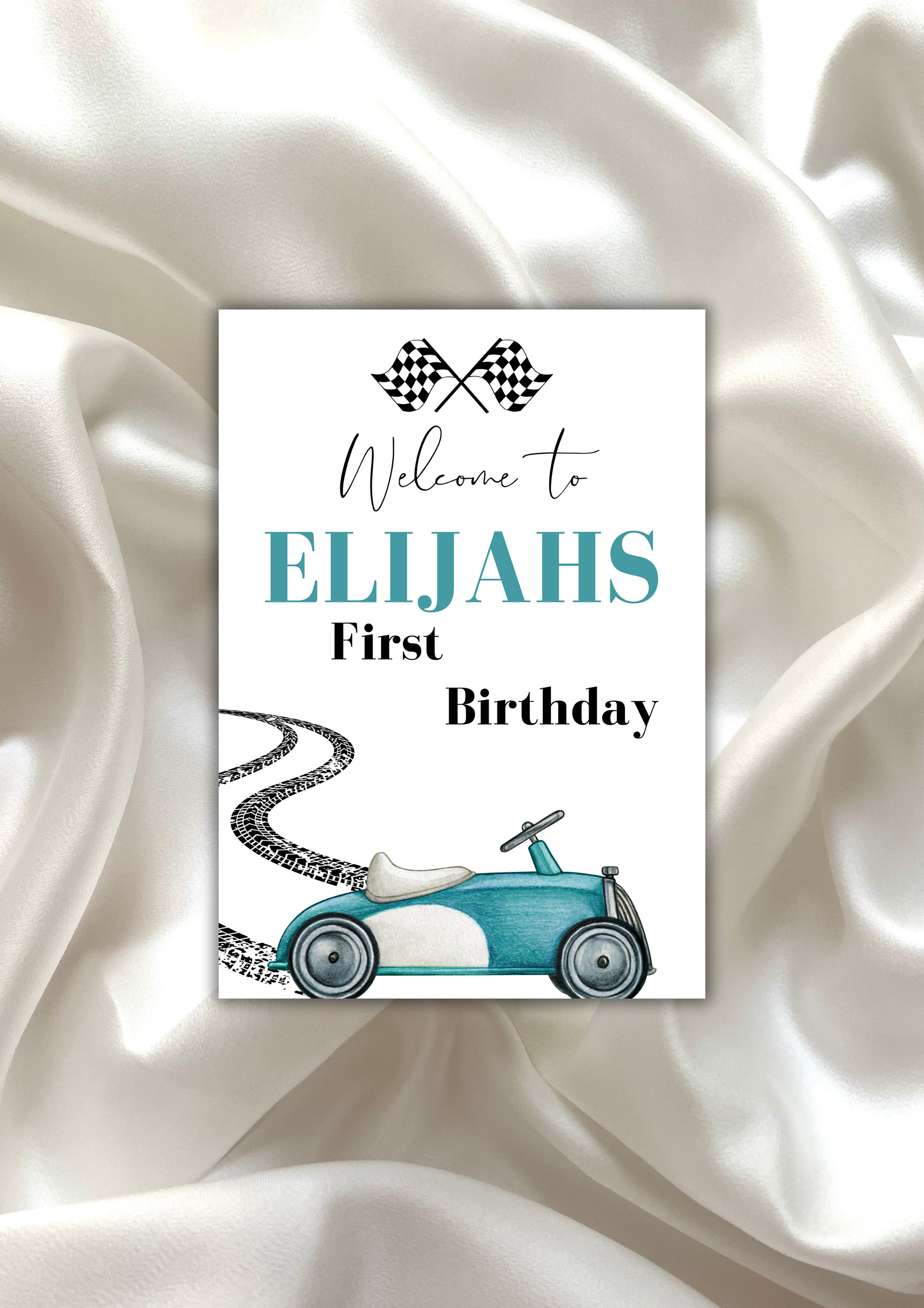 Editable Electronic Race Car Welcome Sign , Blue Car Welcome Sign ...