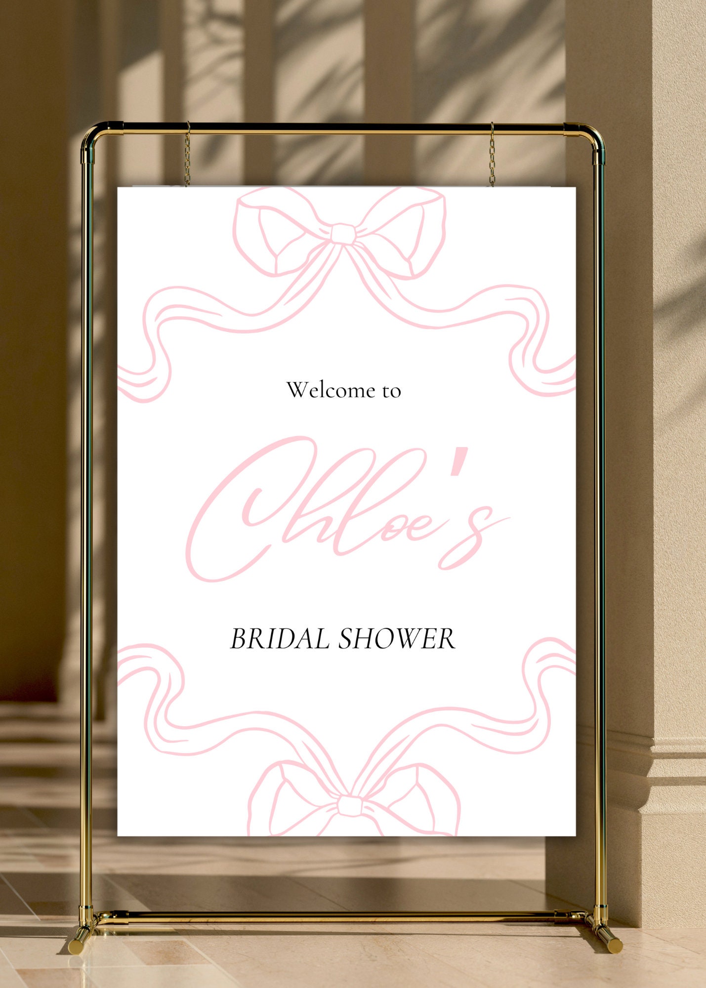 Bow Welcome Sign, Bridal Shower Welcome Sign, Pink Bow, Editable ...