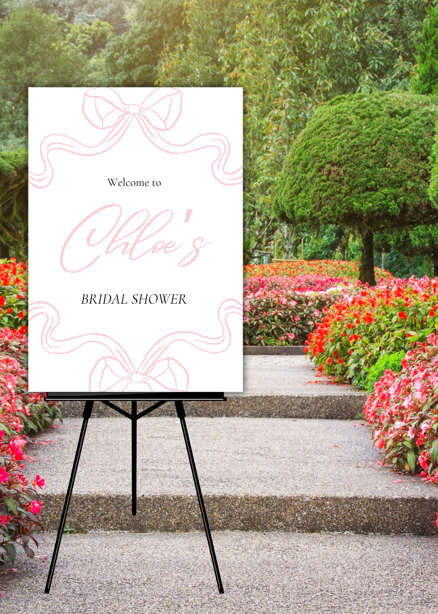 Bow Welcome Sign, Bridal Shower Welcome Sign, Pink Bow, Editable ...