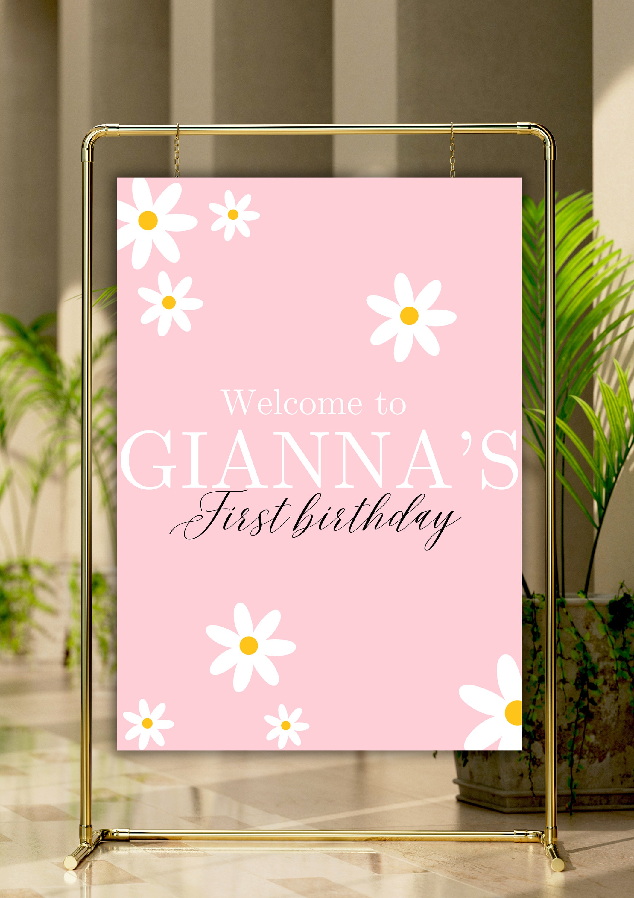 Daisy Welcome Sign, Daisy Birthday Welcome Sign, Pink Sign, First ...
