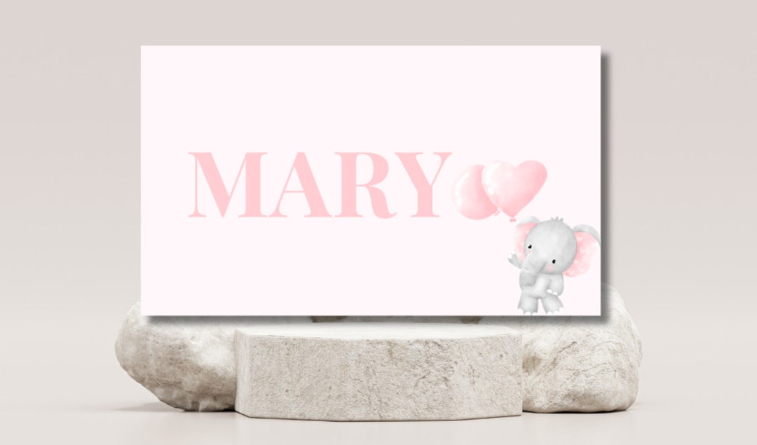 Pink Elephant Name Tags, Elephant Place Cards, Editable Templates ...