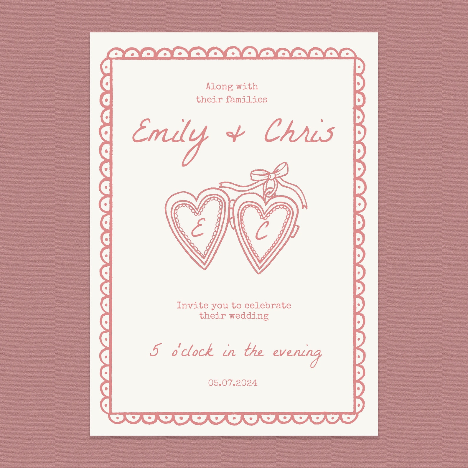 HEART LOCKET ~ Wedding Invitation Template - Etsy