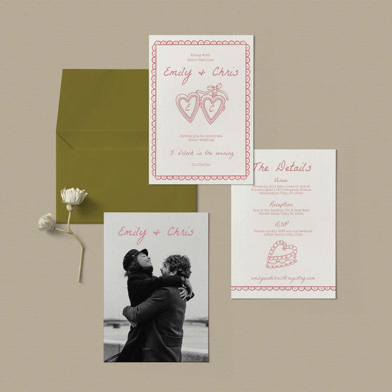 HEART LOCKET ~ Wedding Invitation Template - Etsy