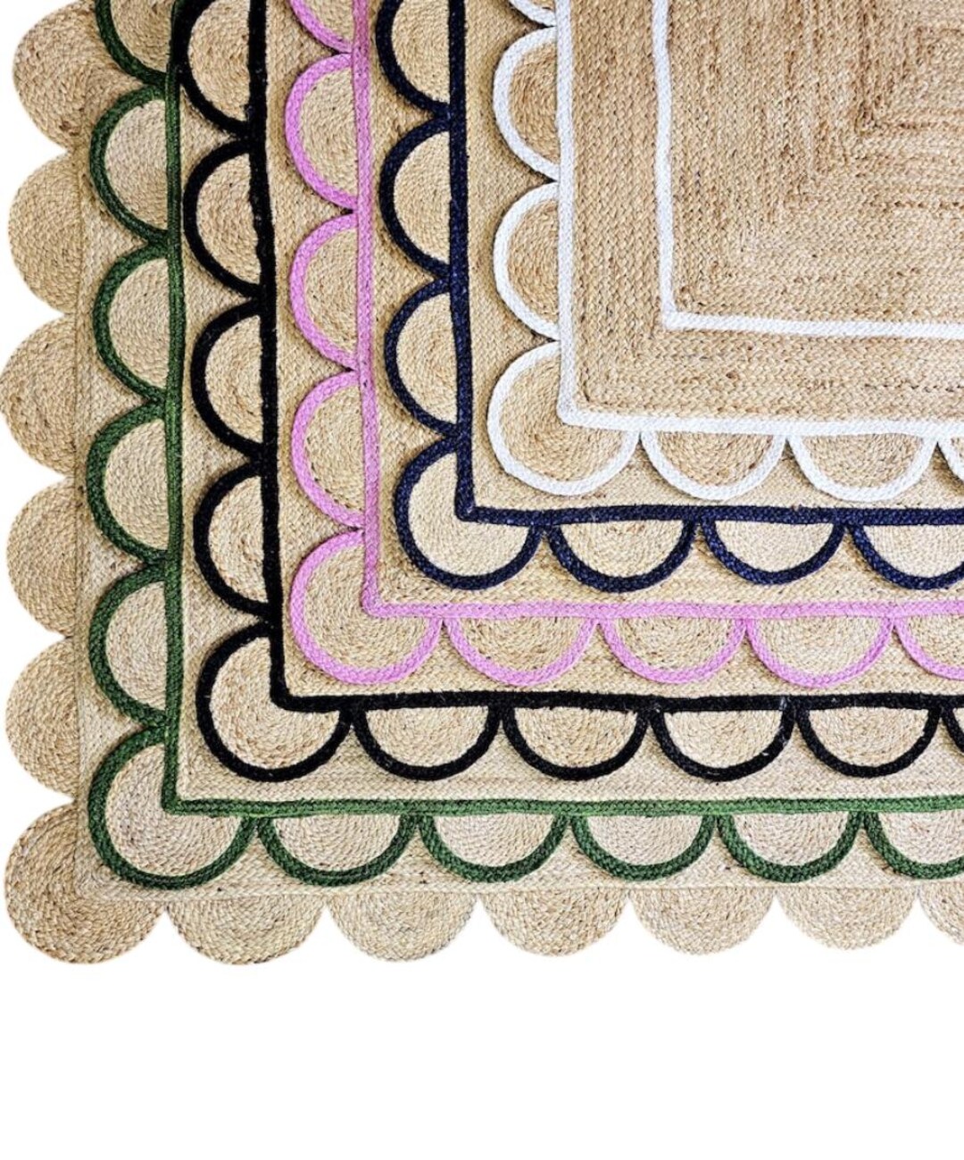 Scalloped Edge Jute Rug Natural Fiber Handwoven Area Rug Customize Any ...