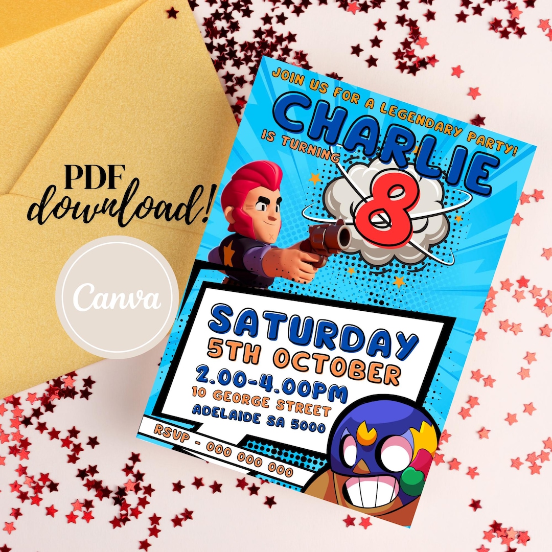 Invitación para fiesta de Brawl Stars Fiesta de cumpleaños de Brawl ...