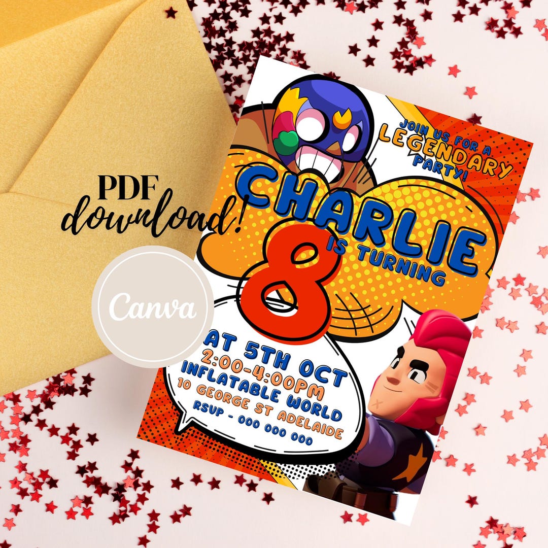 Brawl Stars Party Invitation Brawl Stars Birthday Party Brawl Stars ...