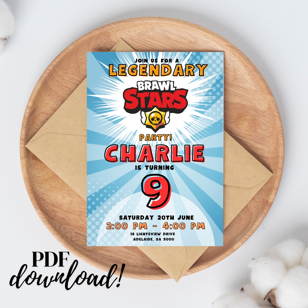 Brawl Stars Birthday Party Invitation, Brawl Stars Invitation, Birthday ...
