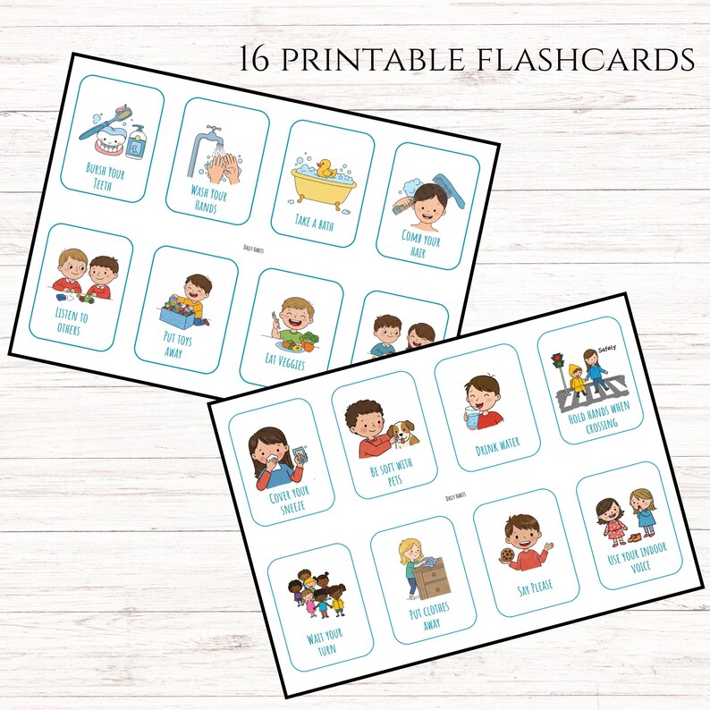 Educational Flashcards for Daily Routines - Etsy