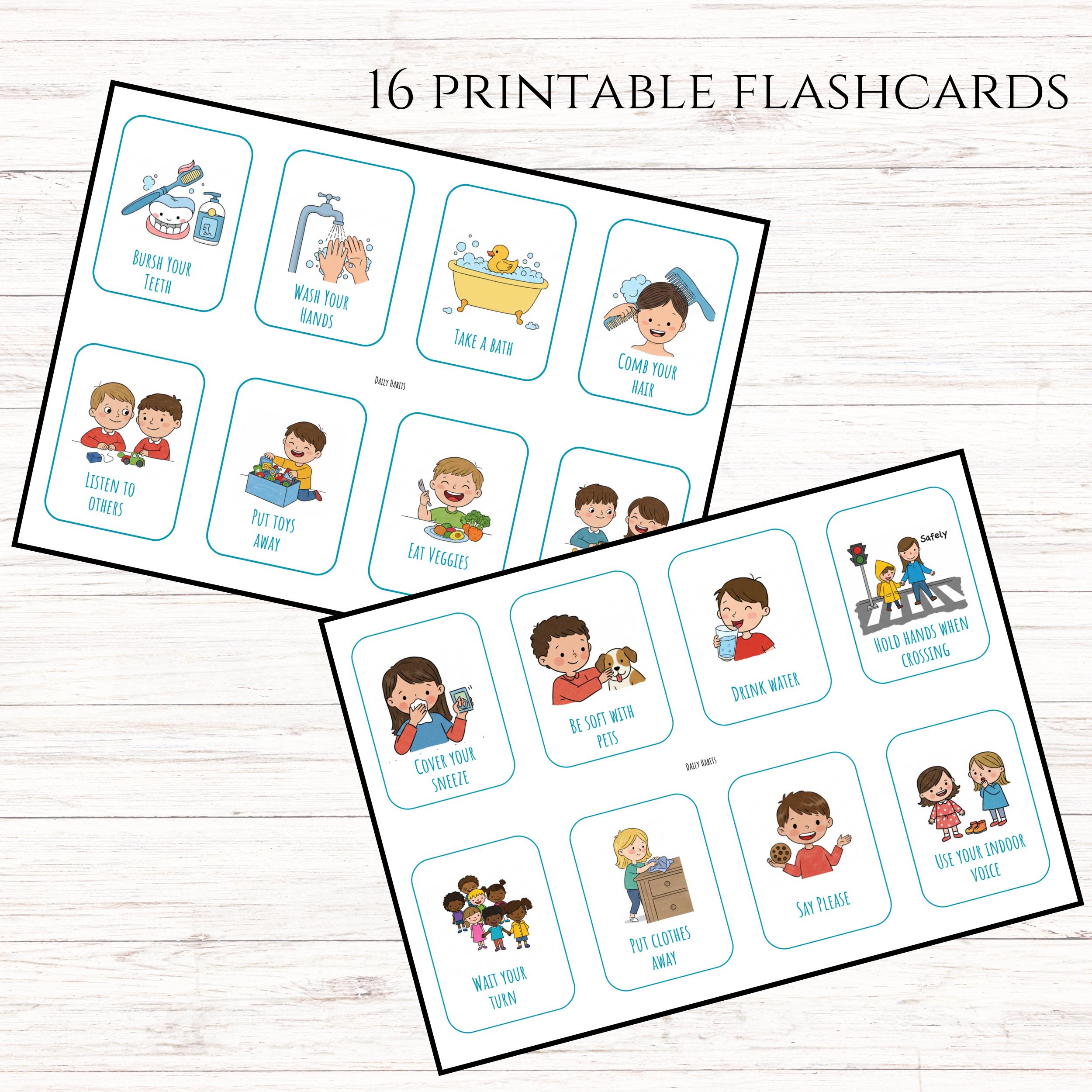 Educational Flashcards for Daily Routines - Etsy