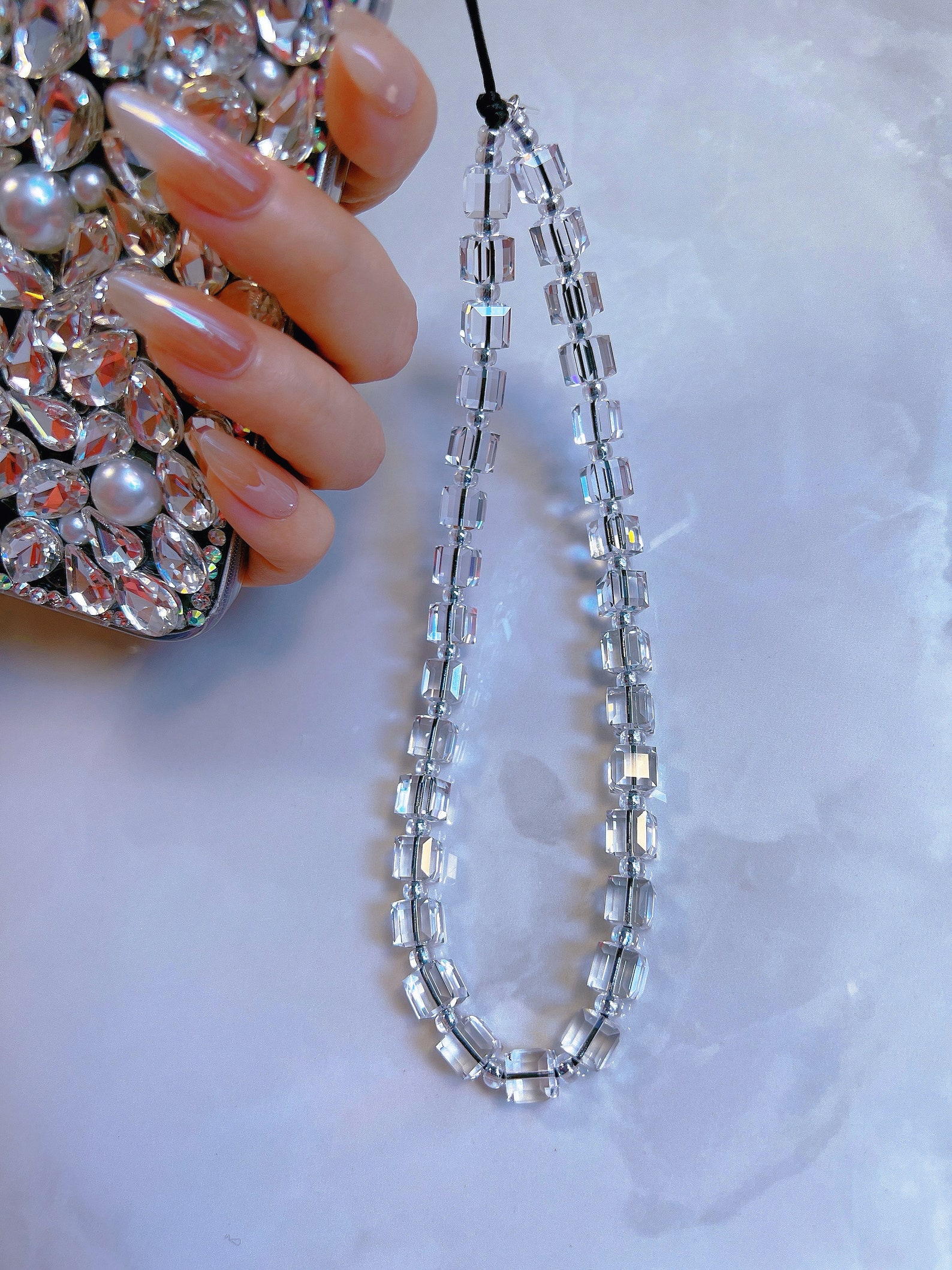 Swarovski Clear Cube Crystal Phone Charm, Classic Luxury Phone Chain ...