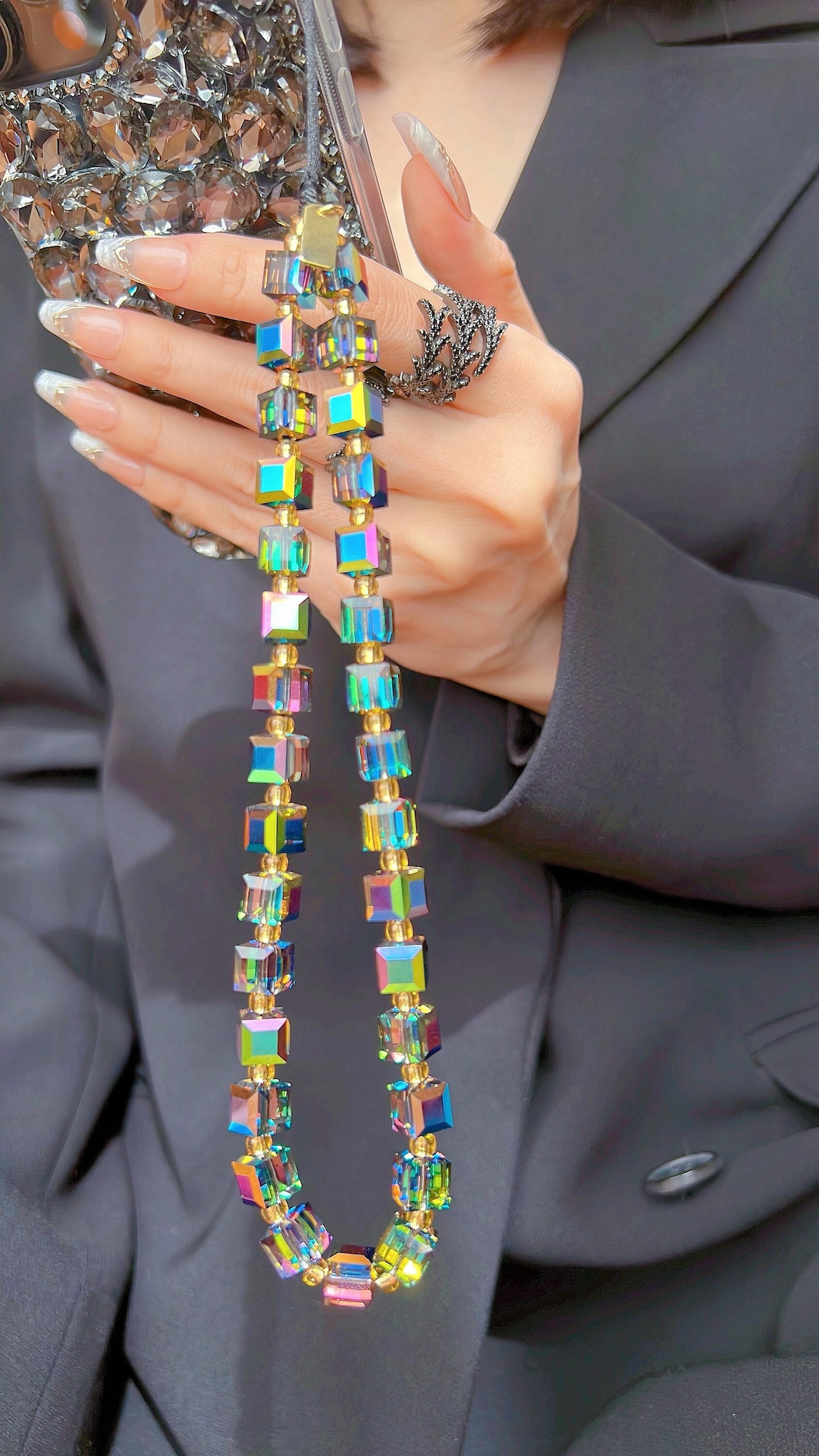 Swarovski Customized Cube Crystal Phone Charm, Custom-colored Phone ...