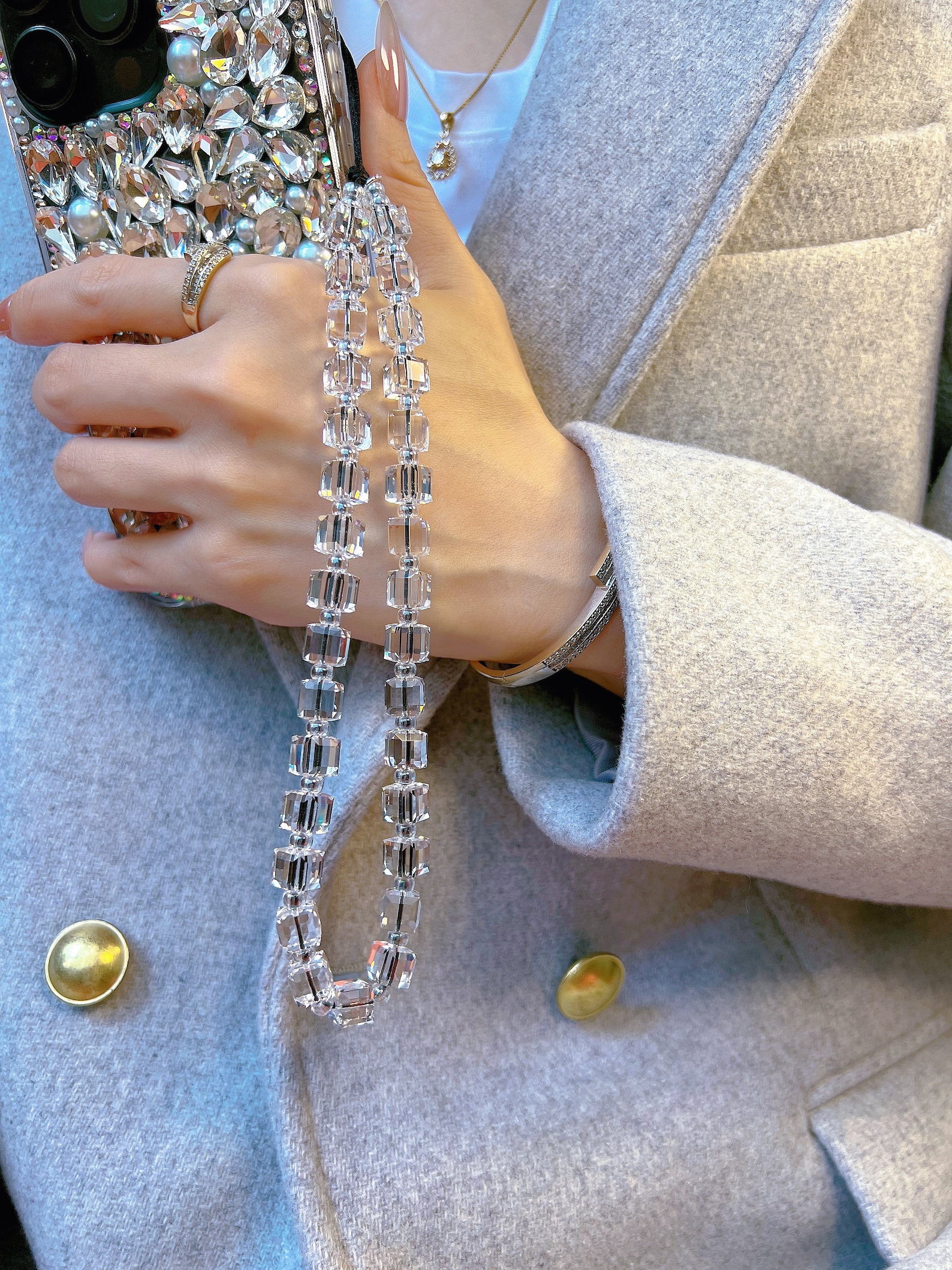 Swarovski Clear Cube Crystal Phone Charm, Classic Luxury Phone Chain ...