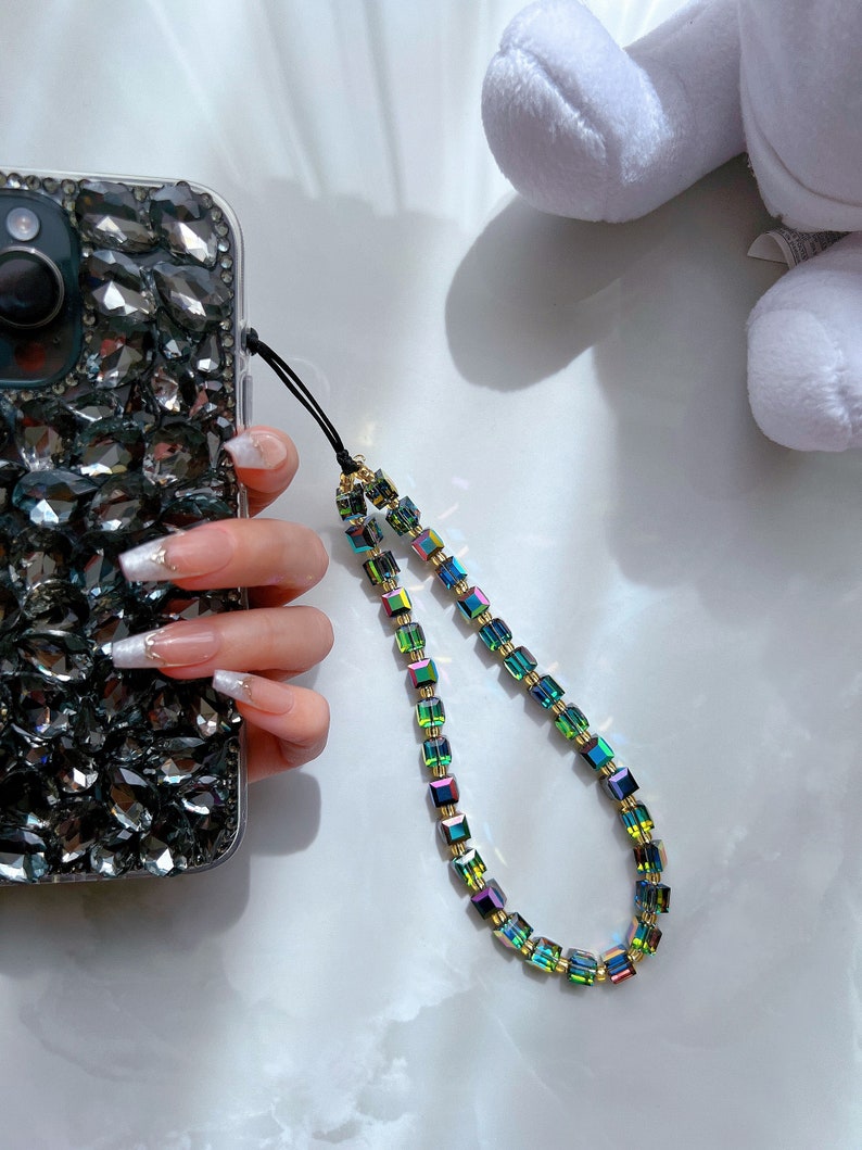 Swarovski Customized Cube Crystal Phone Charm, Custom-colored Phone ...