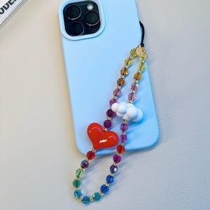 Swarovski Rainbow Crystal Red Heart Phone Charm, Cute Colorful Crystal ...