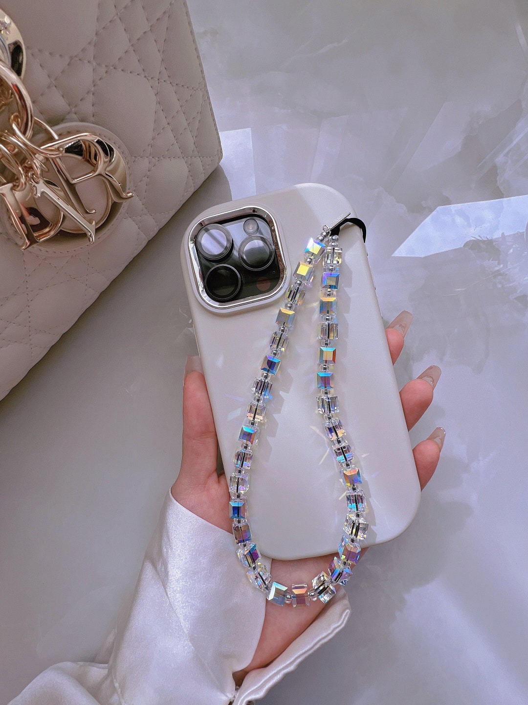 Swarovski Aurore Boreal Crystal Phone Charm, Iridescent 8mm Cubic ...