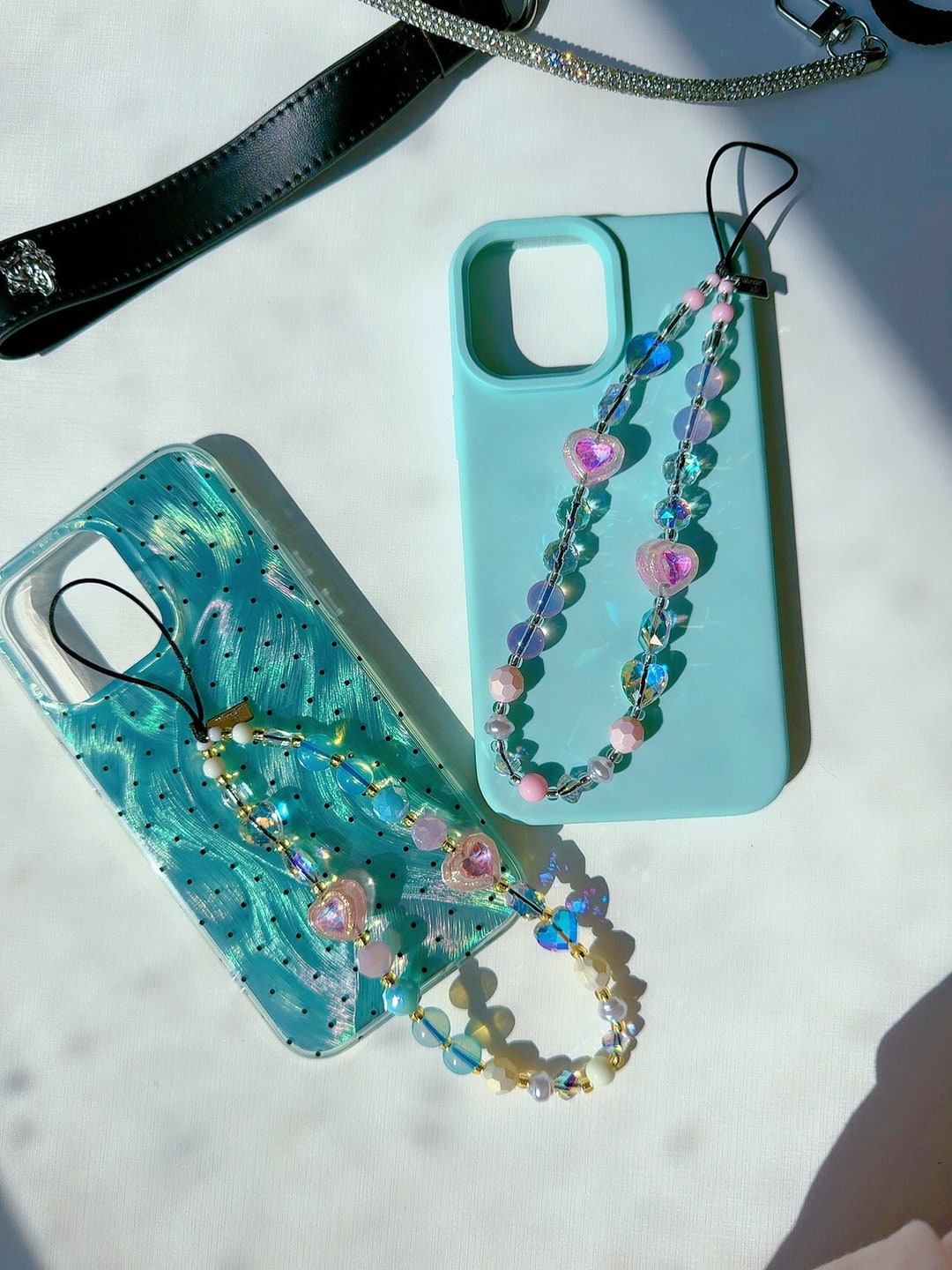 Gemstone Crystal Phone Charm Strap ,princess Heart Zirconia Phone Strap ...