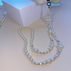 Swarovski Crystal Crossbody Phone Strap, Luxury Pearl Phone Chain ...