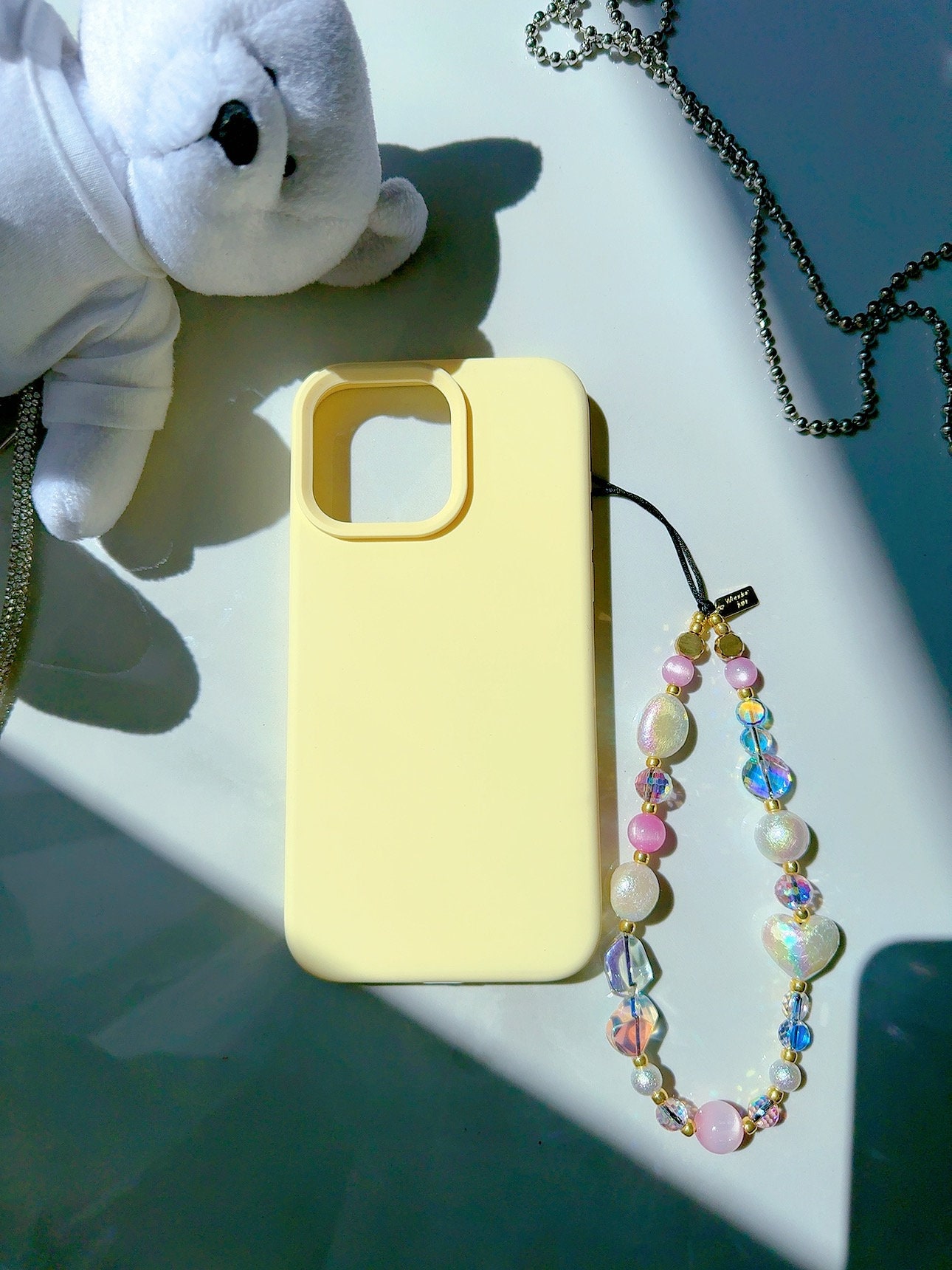 Aurora Cotton Pearl Phone Strap, Crystal Phone Charm, Cat's Eye Beads ...