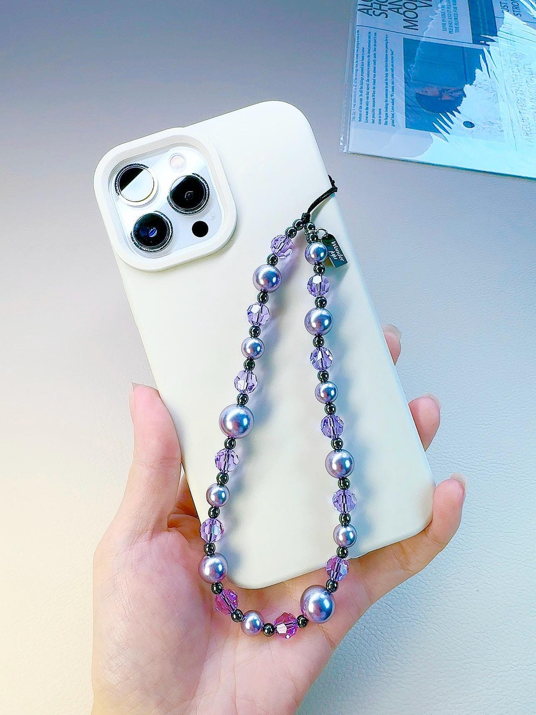 Swarovski Lavender Light Purple Crystal Phone Strap, Classic Elegant ...