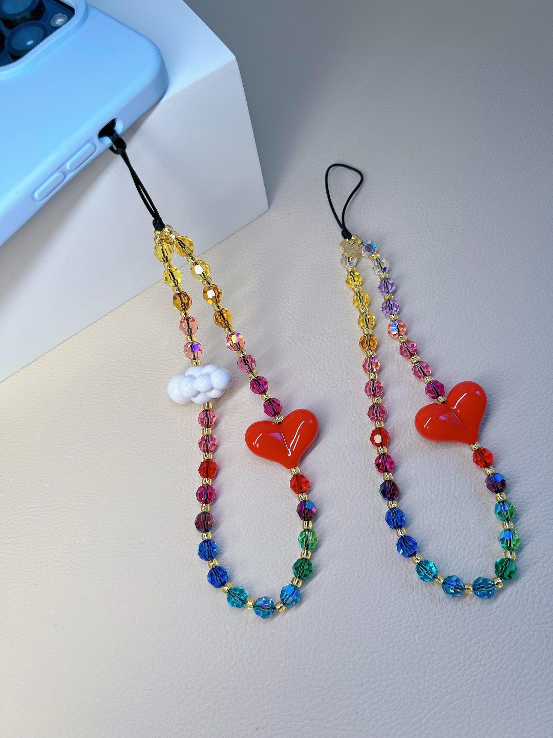 Swarovski Rainbow Crystal Red Heart Phone Charm, Cute Colorful Crystal ...