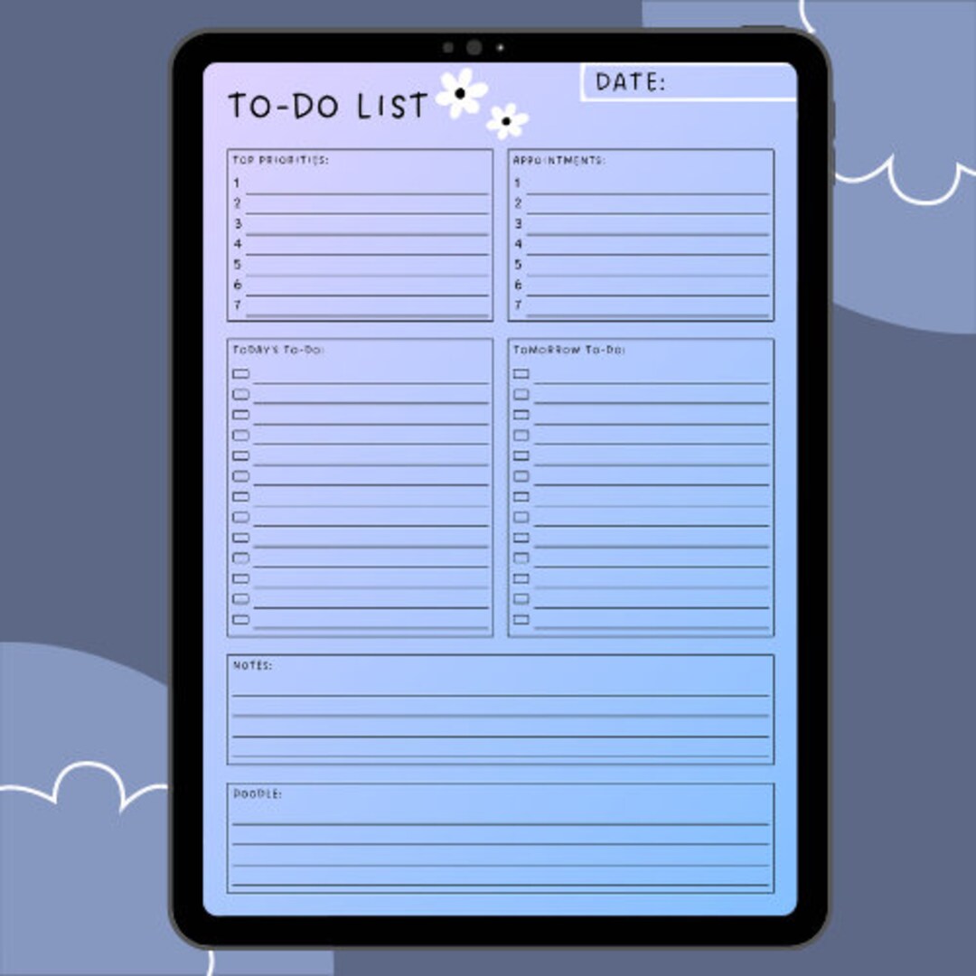 Digital To-do List Template for Organizing and Focus - Etsy