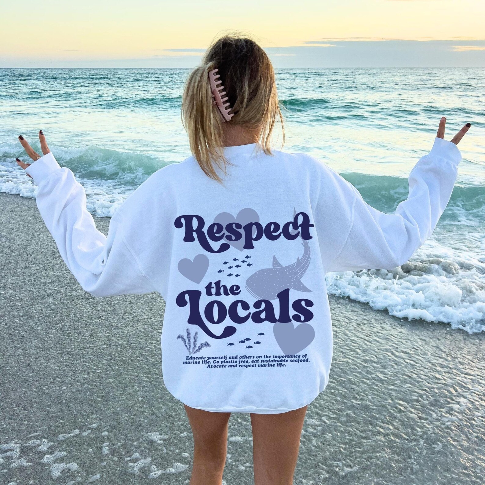 Whale Shark Sweatshirt Respect the Locals Sweatshirt Ocean Inspired ...
