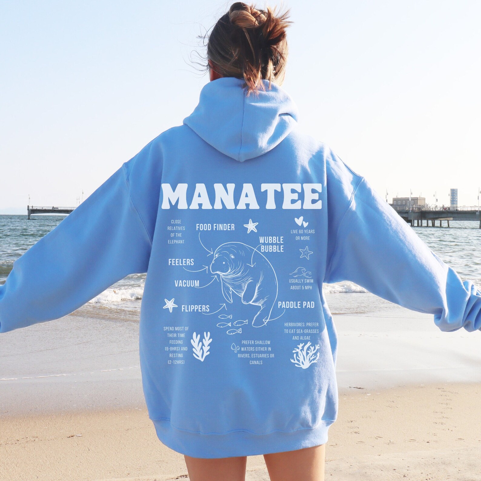 Manatee Hoodie Ocean Inspired Style Ocean Animal Shirt Ocean Beach ...