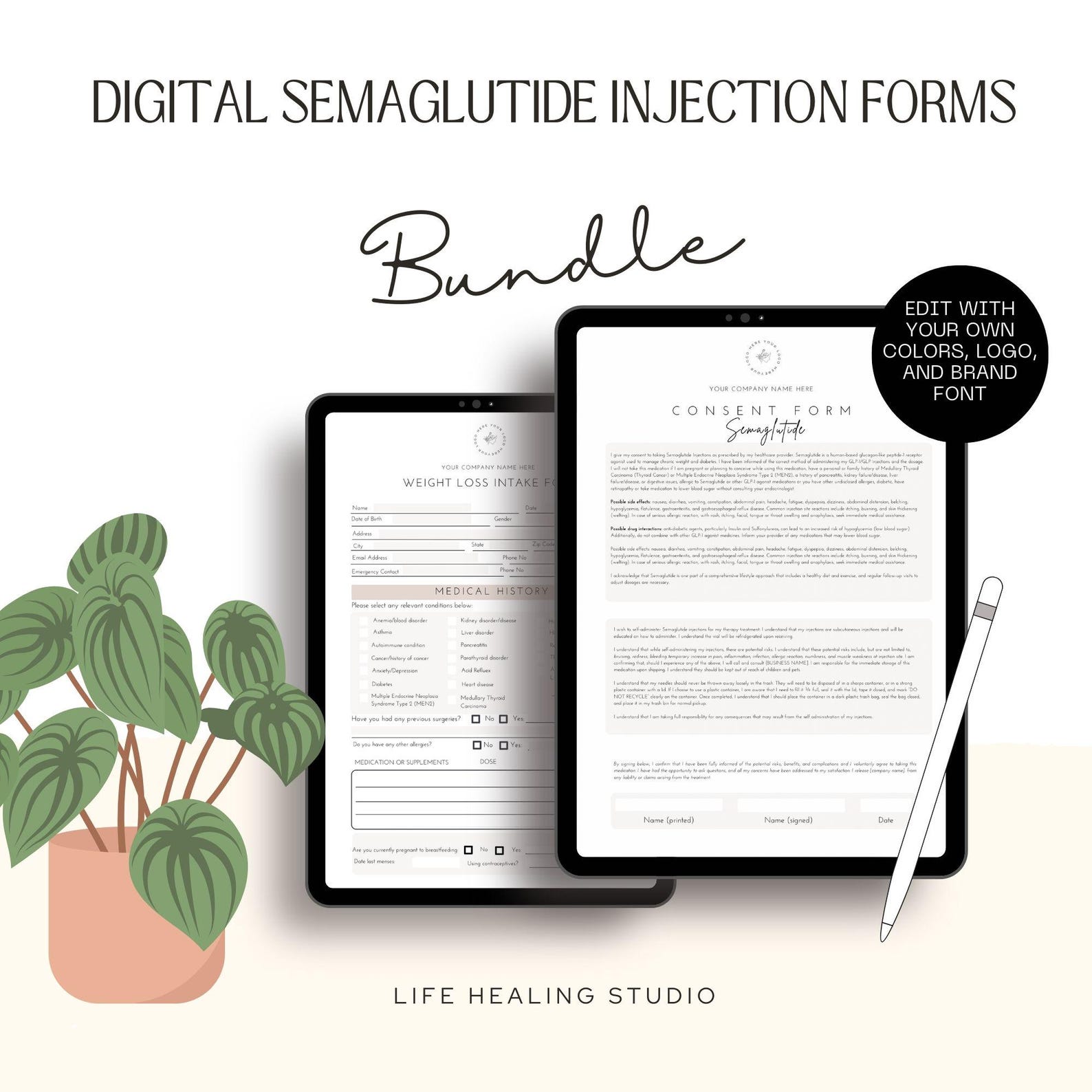 Editable Semaglutide Consent Forms Bundle Weight Loss Intake & Consent ...