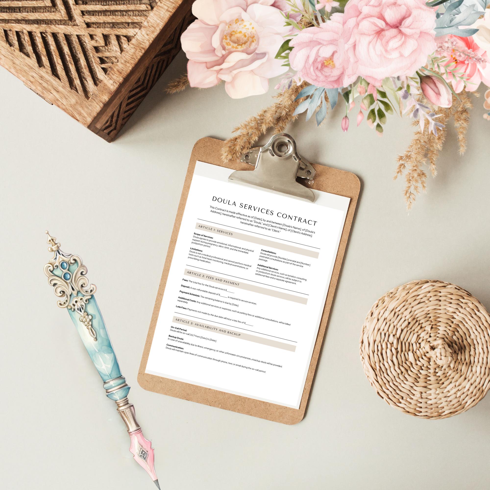 Birth Doula Editable Canva Template New Client Midwife Form Business ...