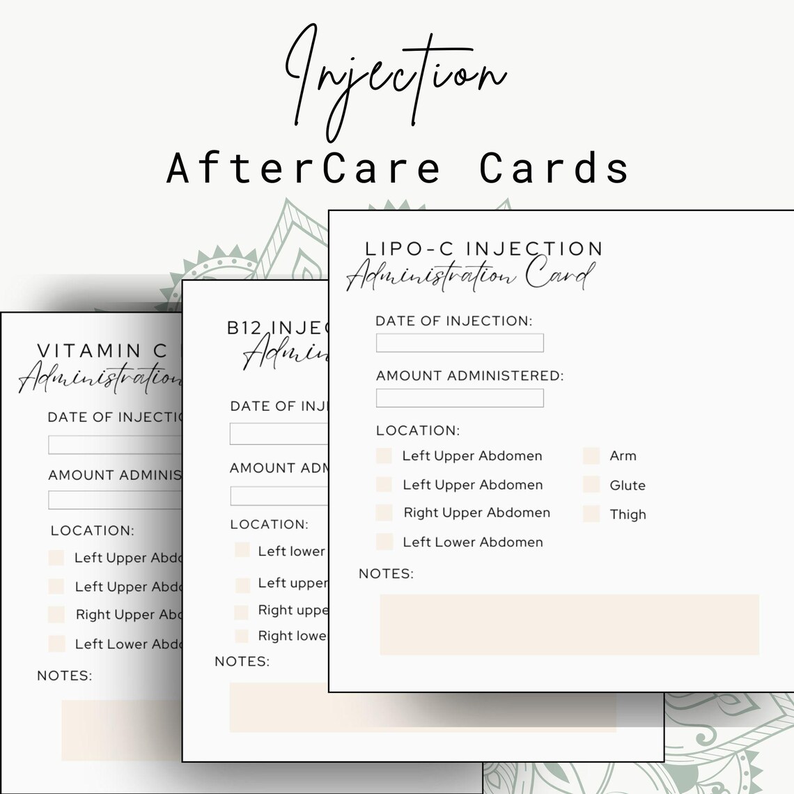 Injection Aftercare Cards L Digital Canva Template L Vitamin Injectable ...