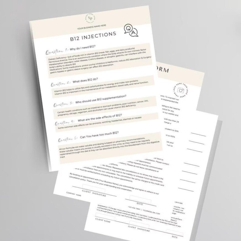 Vitamin Shot Client Intake Form Template Editable Canva Template ...