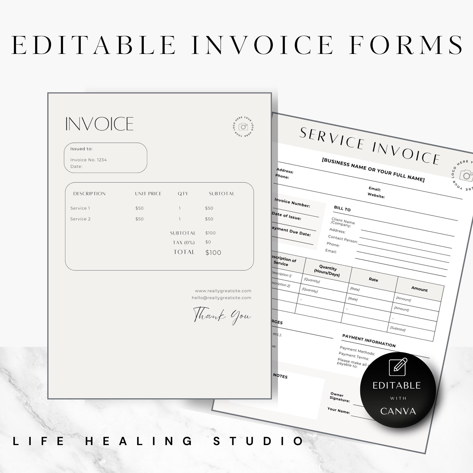 Invoice Template Editable Small Business Billing Invoice Template ...