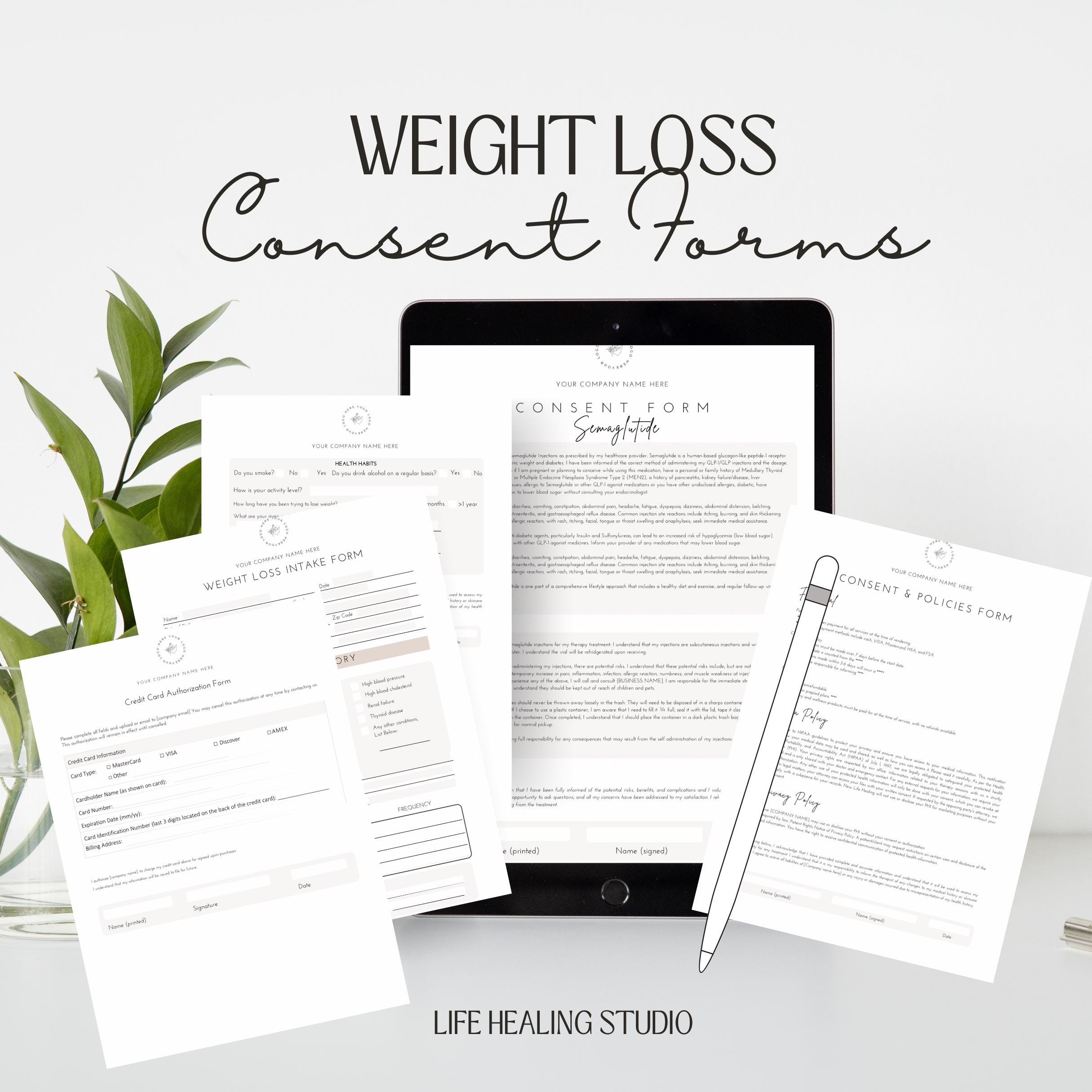 Editable Semaglutide Consent Forms Bundle Weight Loss Intake & Consent ...