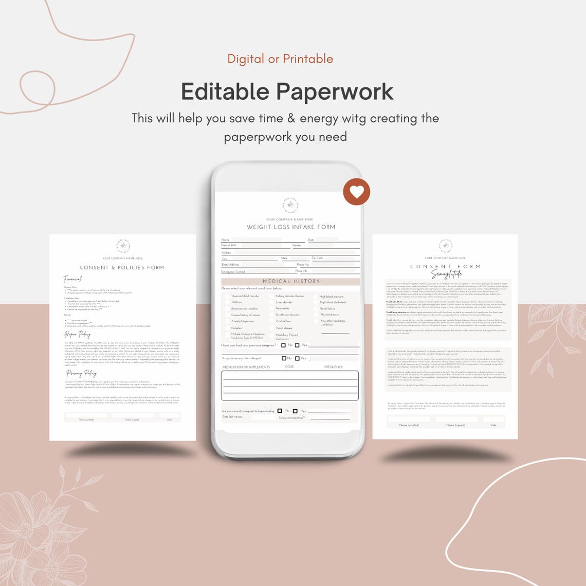 Editable Semaglutide Consent Forms Bundle Weight Loss Intake & Consent ...