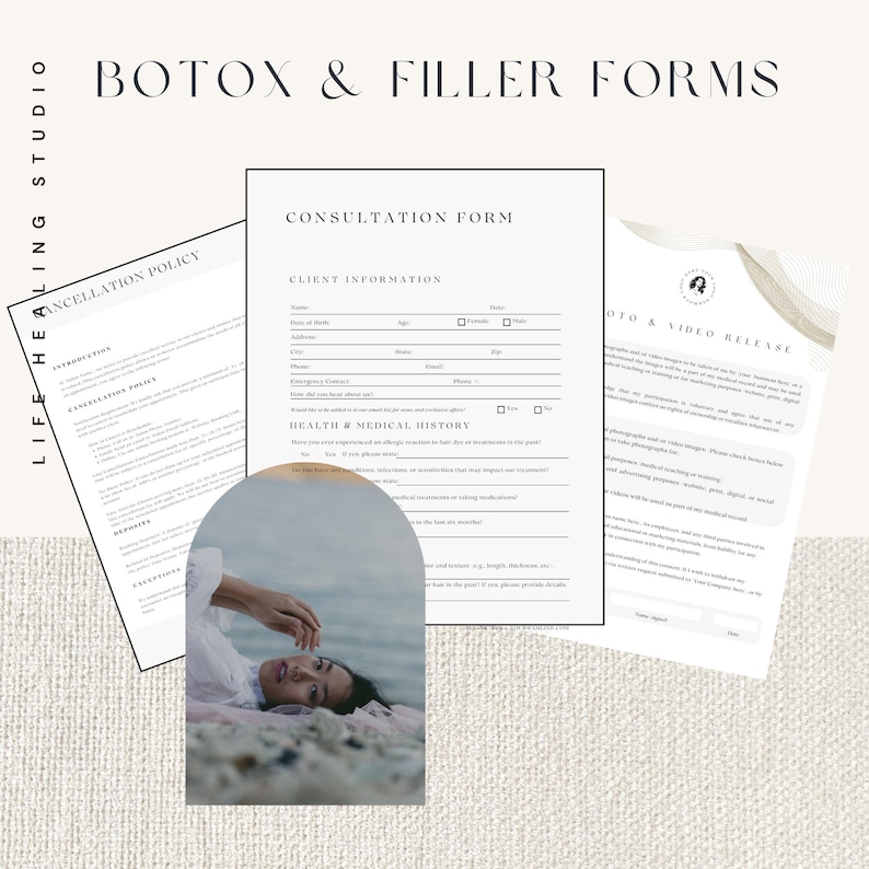 Editable Botox and Dermal Filler Consent Intake Bundle, Injectable Skin ...