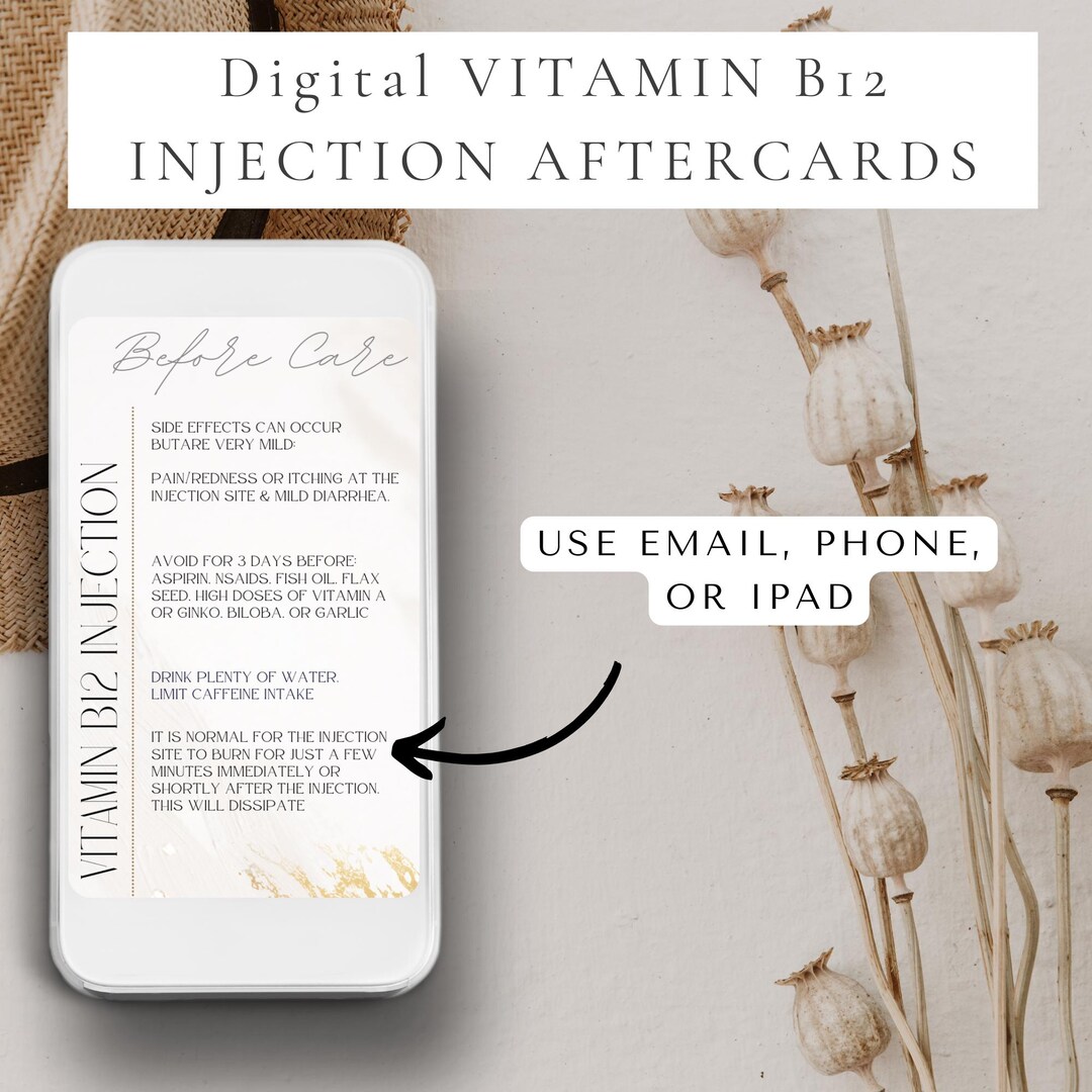 B12 Aftercare Card Templates Vitamin Injection Shot Client Form ...