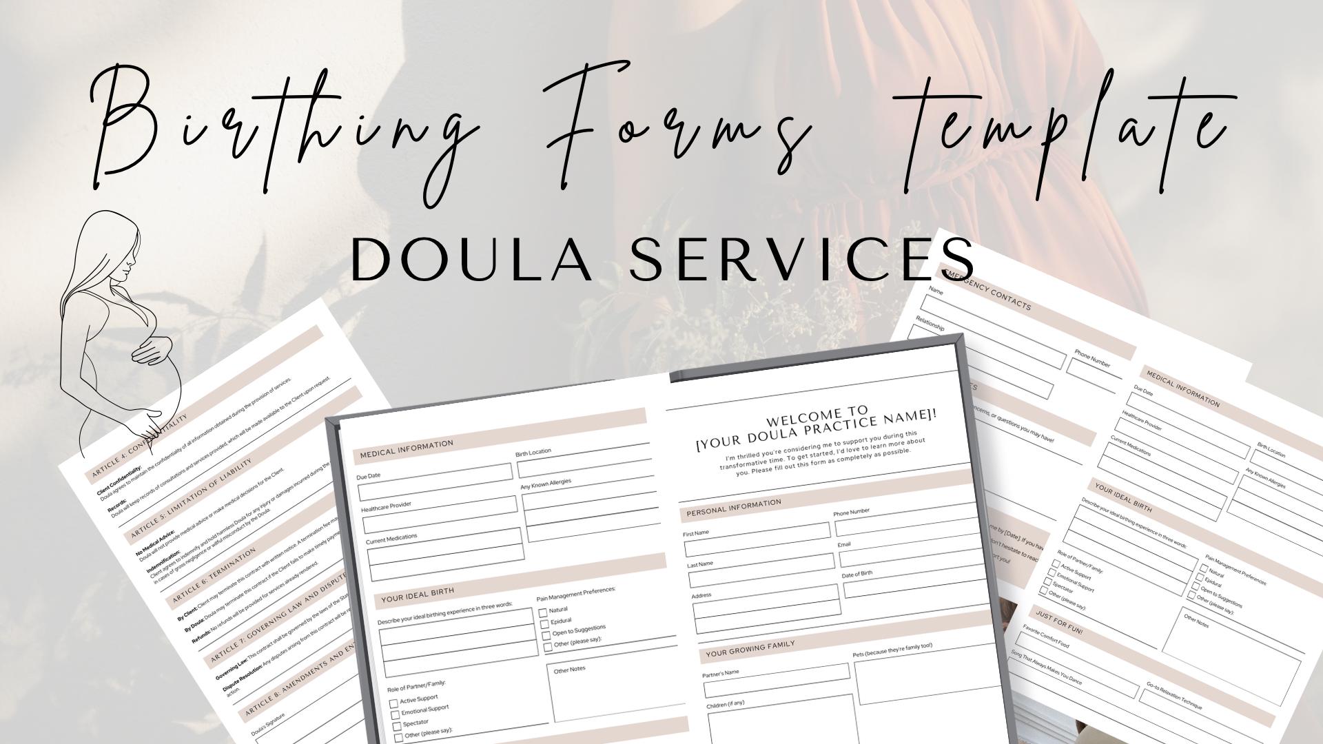 Birth Doula Editable Canva Template New Client Midwife Form Business ...